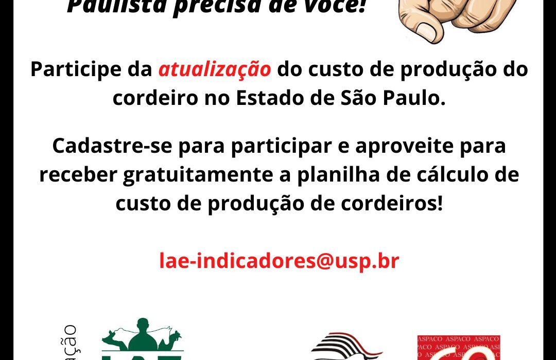 Colabore com a pesquisa sobre custo de produção do cordeiro | ASPACO Colabore com a pesquisa sobre custo de produção do cordeiro | ASPACO