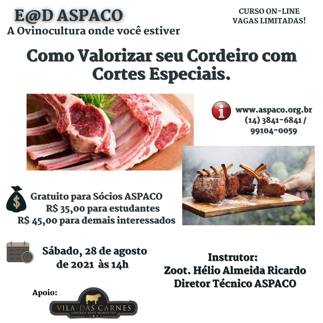 Curso em E@D: Cortes especiais de cordeiros - ASPACO